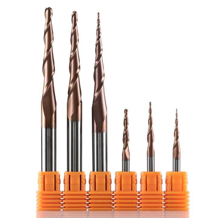 HRC62 Solid Carbide Ball Nose Tapered End Mills Cnc Carving Bit แกะสลัก ...