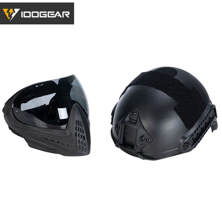 IDOGEAR Tactical Helmet with FMA F1 Full Face Mask Single Layer ...