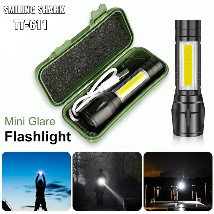 Smiling Shark Flashlight 3 Modes Rechargeable Torch Light Waterproof ...
