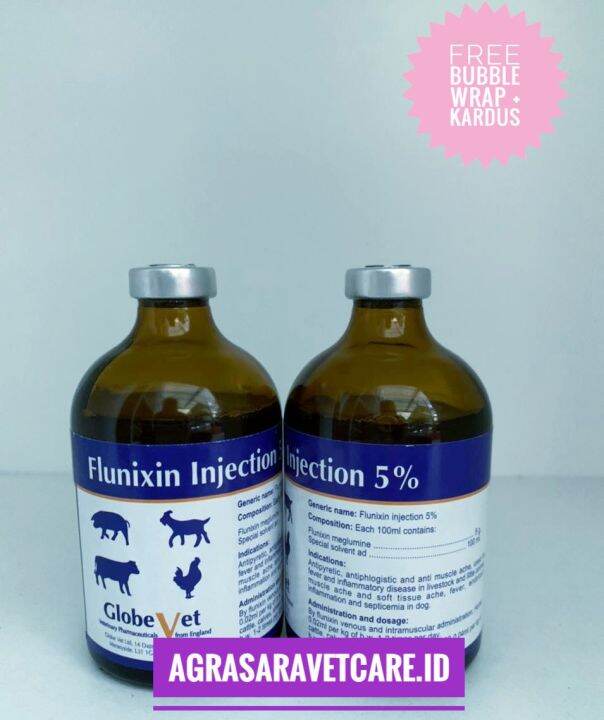 FLUNIXIN 5% 100 ML - FLUNIXIN GLOBE VET 100 ML ANTIINFLAM ANALGESIK ...