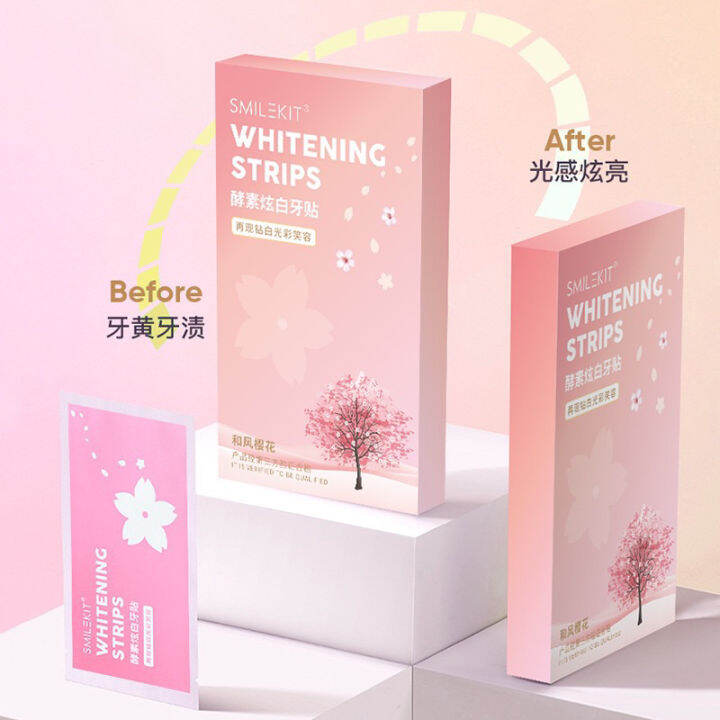 Smilekit樱花炫白牙贴美白牙贴SmileKit Teeth Whitening Cherry Blossom Enzyme 3D ...