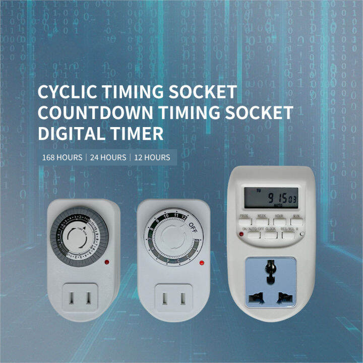 Timer Socket 12/24H Electrical Machinery Time Countdown Cyclic Digital ...