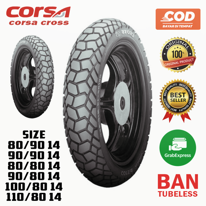 BAN TUBELESS CORSA CROSS S 90/80 14. BAN TUBELESS CORSA CROSS S UKURAN ...