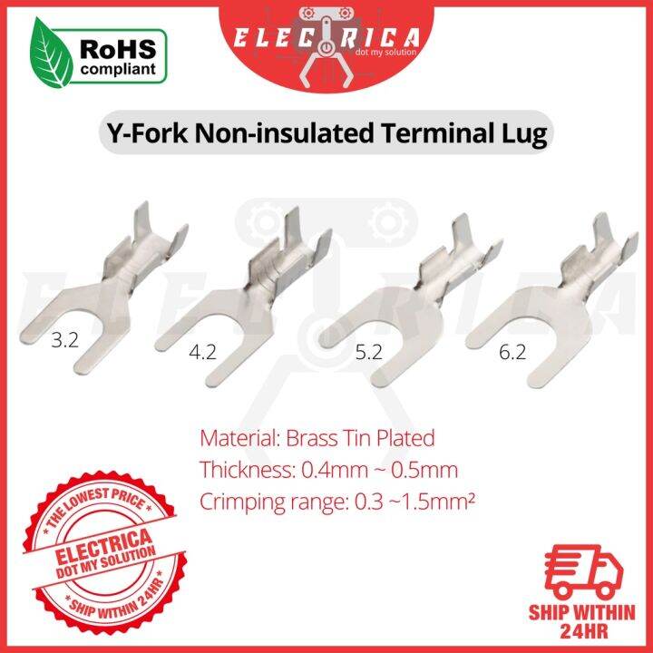 Y-Fork Terminal Block Fork-shaped Bare cold-pressed Terminal U-shaped Y-shaped Lug Grounding Lug ...
