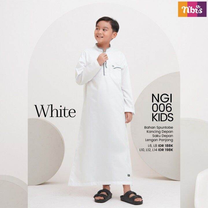 JUBAH ANAK NIBRAS NGI KIDS 006 WHITE | Lazada Indonesia