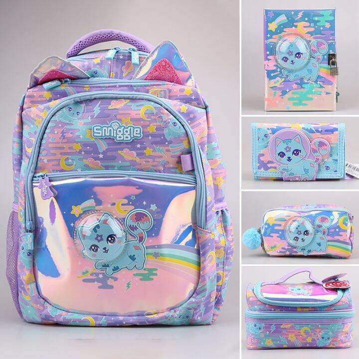 ┋ เครื่องเขียนออสเตรเลีย smiggle blue space cat นักเรียนกระเป๋าเป้สะพาย ...