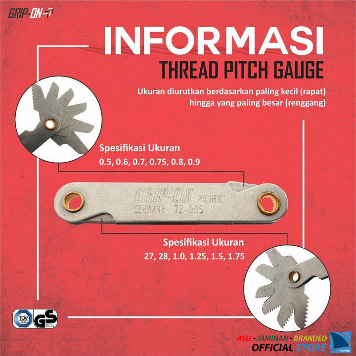 Alat Ukur Drat / Thread Pitch Gauge GRIP-ON | Lazada Indonesia