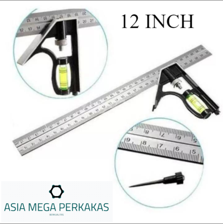 NEW PROMO !!! Penggaris Siku L Waterpass Kombinasi Square Ruler Sudut ...