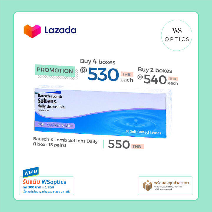 Bausch & Lomb : SofLens Daily Disposable คอนแทคเลนส์รายวัน (1 Box : 15 ...