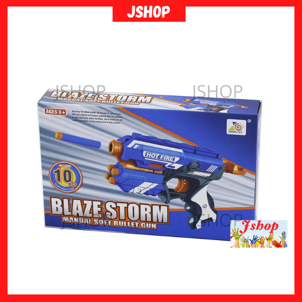 (READY STOCK) Toy Gun Blaze Storm Manual Soft Bullet Gun With Bullet ...