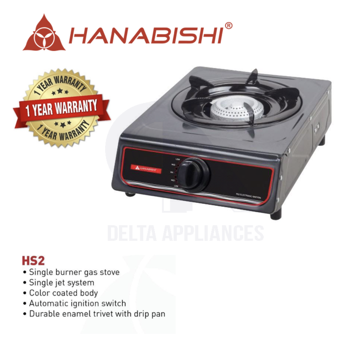 Hanabishi Gas Stove Teflon Coated Body Single / Double Burner Black ...