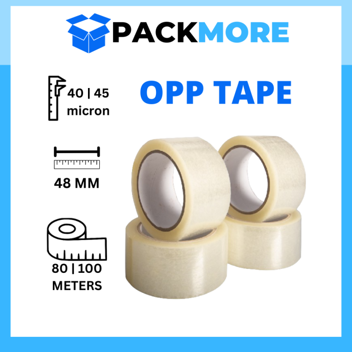 PACKMORE Opp Tape 48mm x 90y & 40y Clear OPP Tape school office packaging packing plastic strong ...