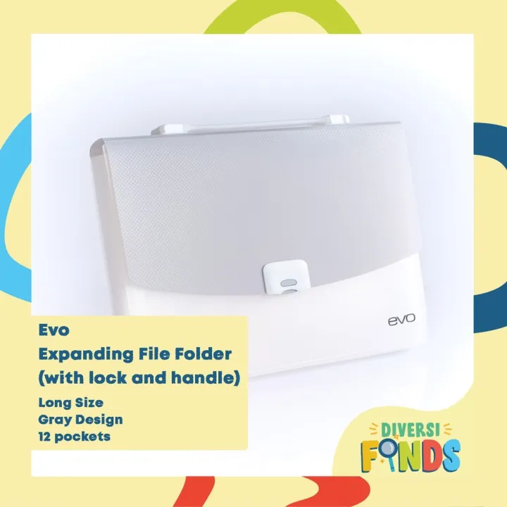 EVO Expanding File - Gray with Lock and Handle / Orange with Garter ...