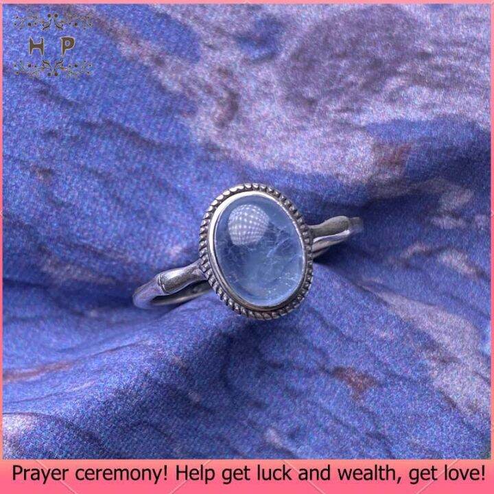 HP-S925แหวนพลอยสีฟ้าวินเทจไม้ไผ่ส่วนผู้หญิงเครื่องประดับมือพลอยสีฟ้าคริสตัลเปิดแหวนไม่เปลี่ยนสี ...