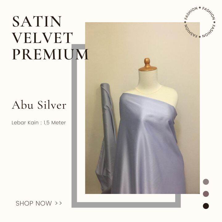 Kain Furing Satin Saten Silk Velvet Premium Abu-Abu Silver | Lazada ...