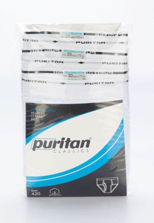 Puritan Men's Regular Classic Brief - 100% Pure Cotton Style 420 Pack ...