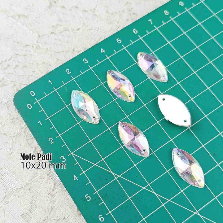 100 BIJI BATU PAYET PADI 10X20 MM PELANGI | Lazada Indonesia