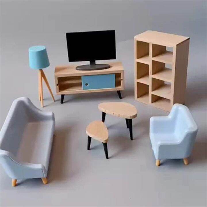 XEG1377 Doll House Accessories Kids Gift Couch TV set Model Toy Bed ...