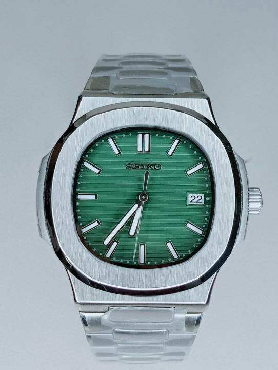 NH35 Automatic Movement SEIKONAUT GREEN DIAL Custom Build Homage Watch ...