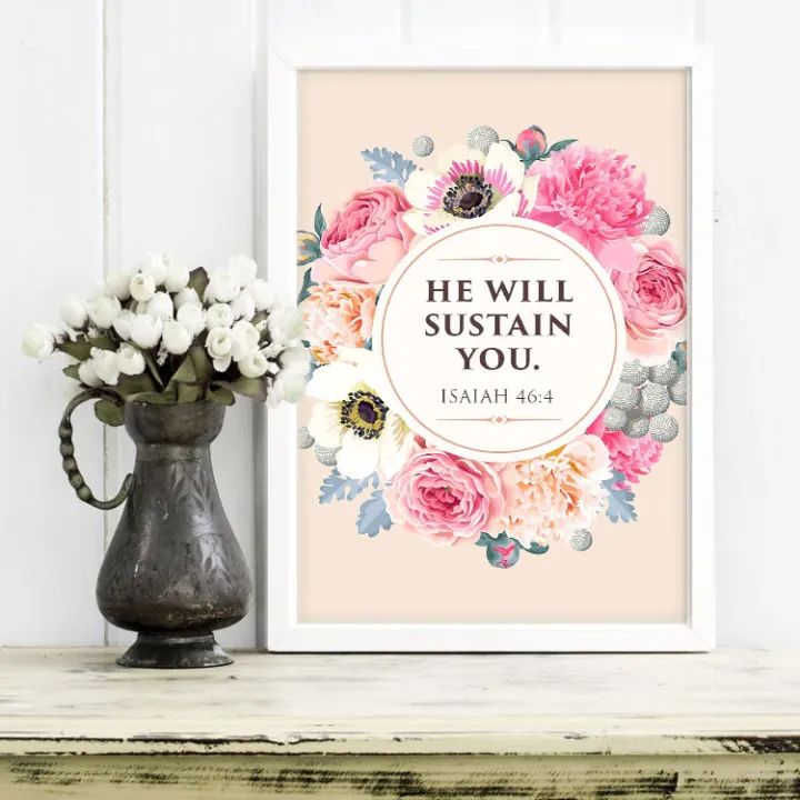 Bible Verse HD Wall Art A4 LAMINATED - He will sustain you - Isaiah 46 ...