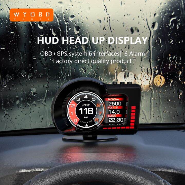 WYOBD F15 OBD2 GPS HUD Car Digital Mileage Speedometer Overspeed Alarm ...
