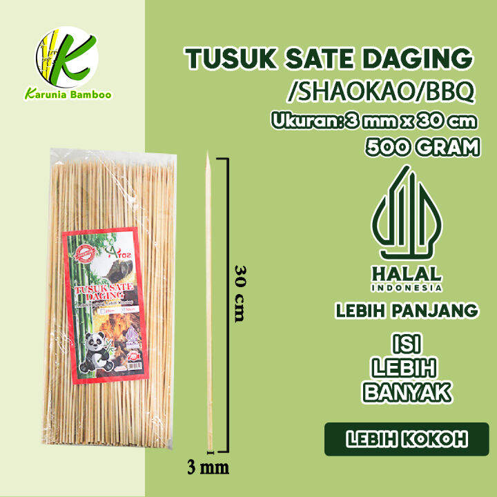 Tusuk Sate Daging ATOZ/SHAOKAO/Skewers diameter 3mm panjang 30cm ...