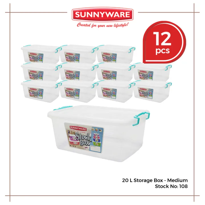 12pcs (1 dozen) set Storage Box - medium (20 liter) / Stock Box 20L ...