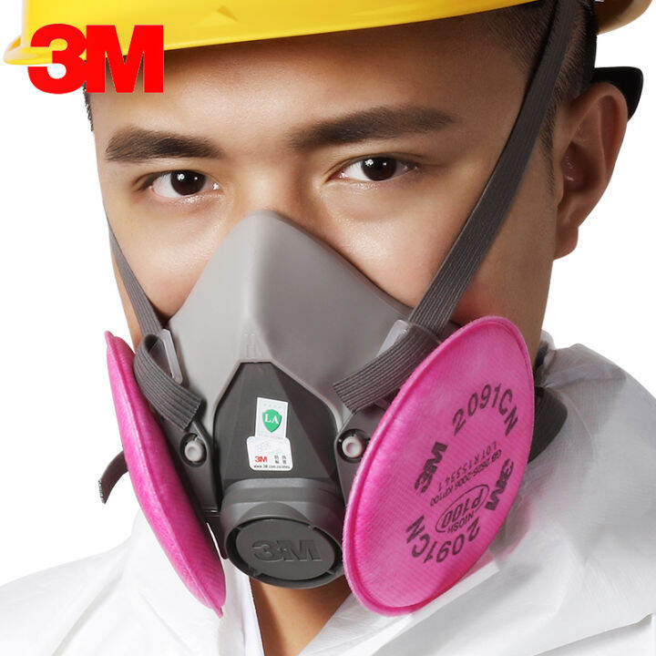 3M mask 6200 with 2091 industrial dust mask welding smoke glass fiber ...