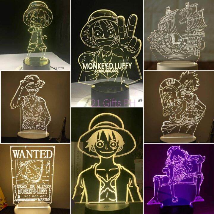 Luffy One Piece Anime onhand 3D Acrylic LED Lamp [single/7 colors/16 ...