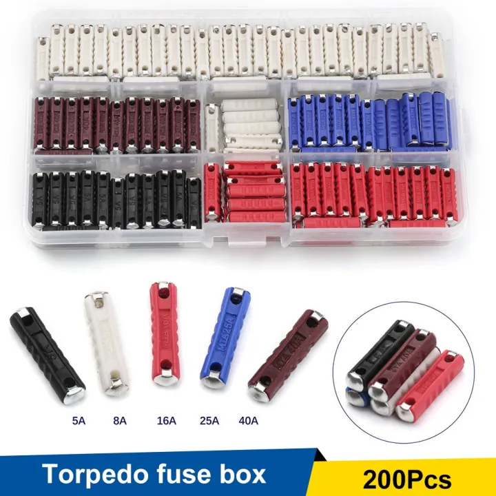 200pcs Car Fuse Assortment Torpedo Type European Automotive Fuse 5A 8A ...