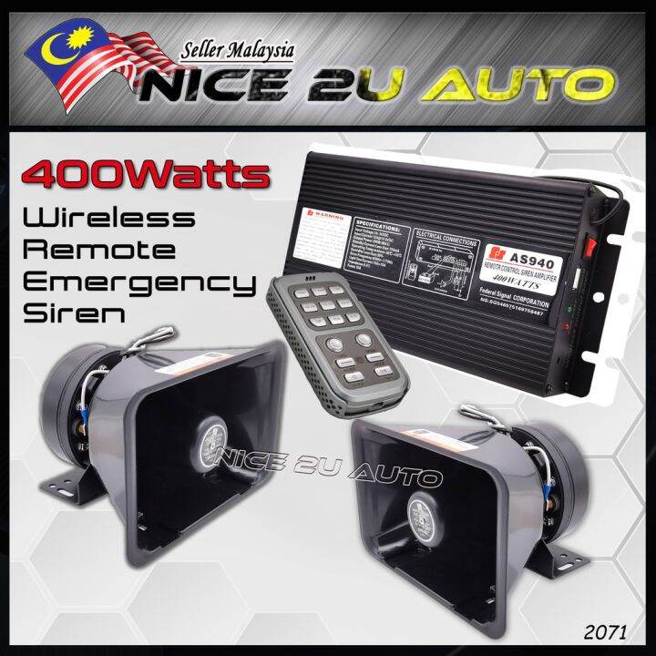 8 Sound 400 Watts Emergency Loud Siren Voice Horn Wireless Remote ...