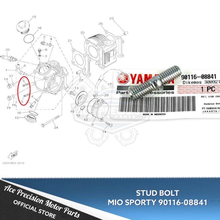 STUD BOLT MIO SPORTY 90116-08841 GENUINE | Lazada PH