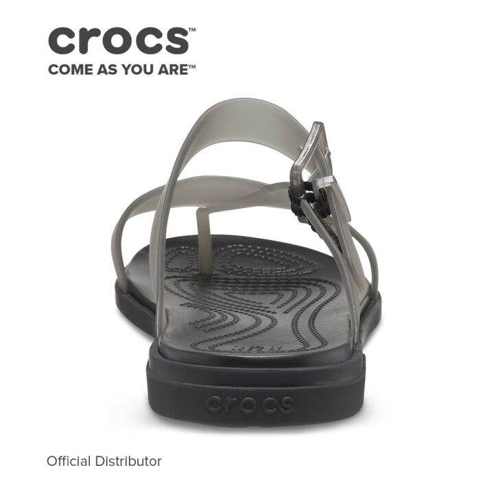 Crocs Ladies’ Tulum Translucent Toe Post Sandals in Black cLWX | Lazada PH