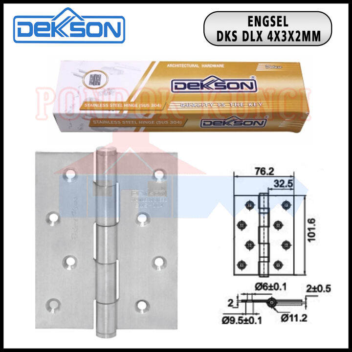 Engsel Pintu 4 Inch Dekkson Deluxe 4"x3"x2mm 2BB SSS Hinge Dekson ...
