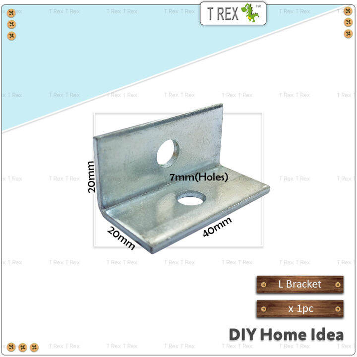 T Rex DIY 20mmx20mmx40mm L Bracket With 2 M7 Holes(Zinc)/ Furniture ...