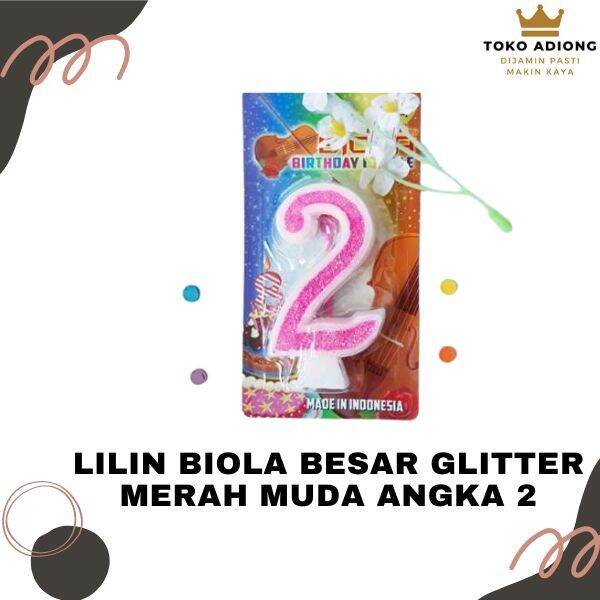 LILIN BIOLA BESAR GLITTER MERAH MUDA ANGKA 2- BIRTHDAY CANDLE | Lazada ...