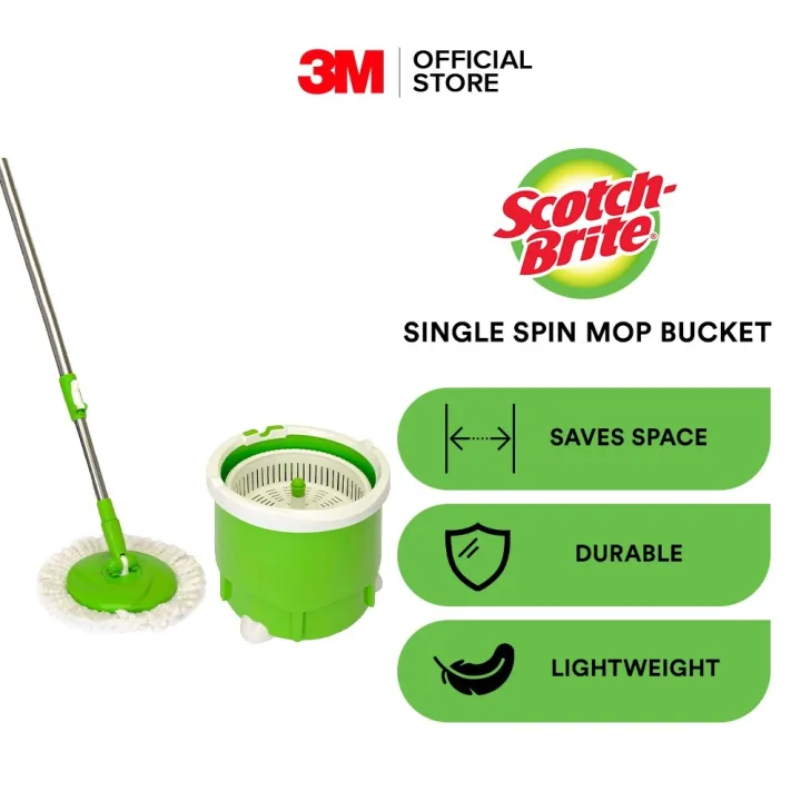 3M Scotch Brite Green Single Spin Mop Compact Clean 100 Microfiber for ...