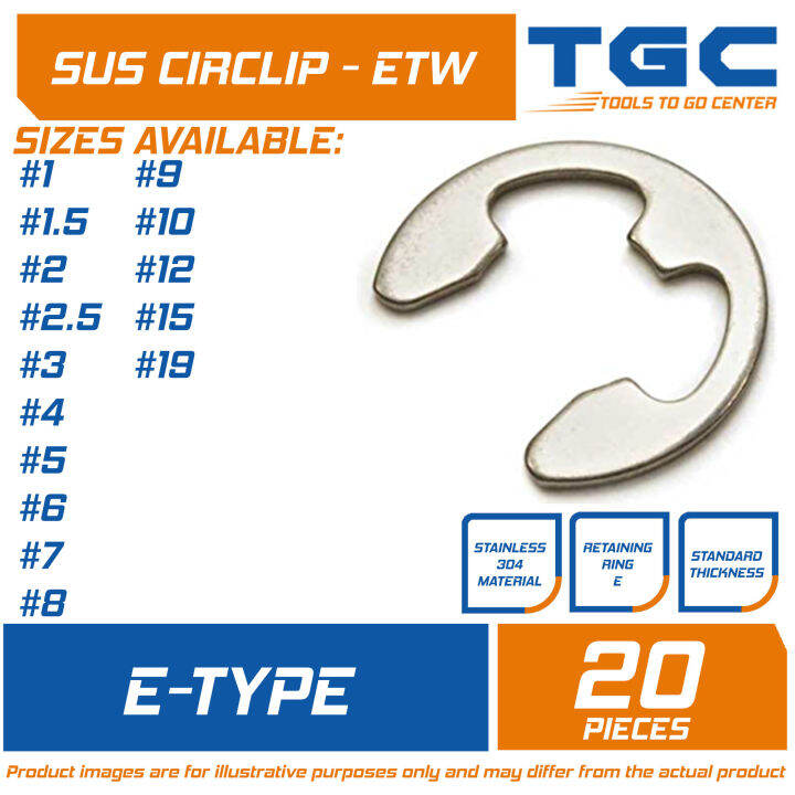 50/20PCS SS E Ring 1 up to 19 MM Stainless ETW Circlip Retaining Ring ...