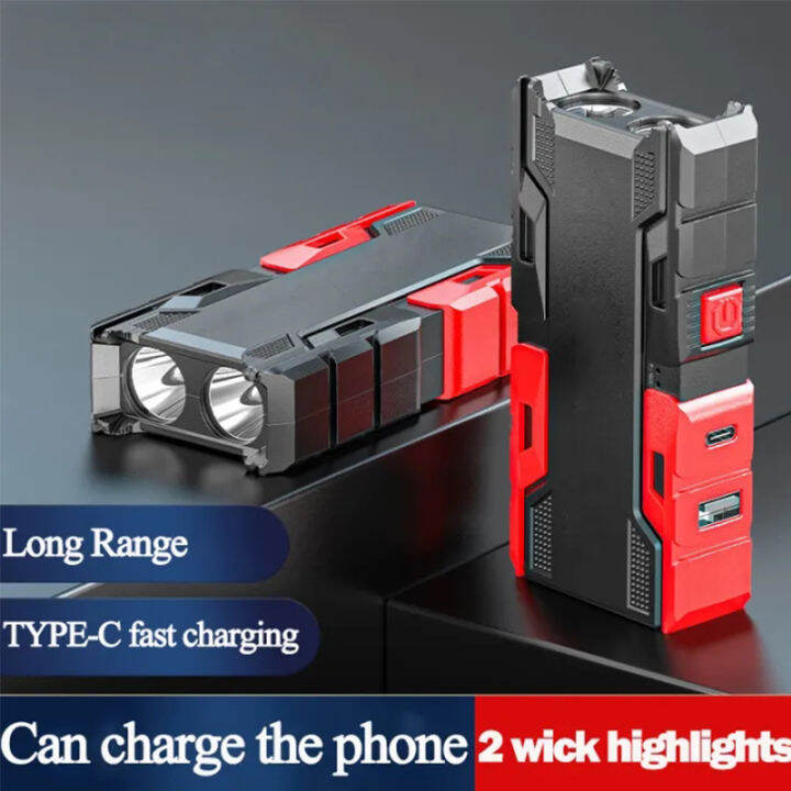 2-Core Strong Bright Flashlight Rechargeable Outdoor Multi-function Led Long-range Spotlight ...