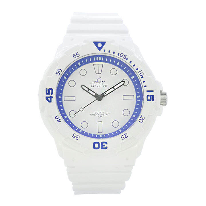 UniSilver TIME CALDEN Unisex Large Analog Black/White Rubber KW3910 ...