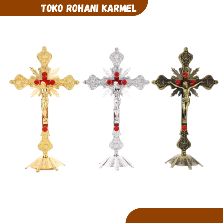 SALIB ALTAR 24 CM / SALIB DUDUK KATOLIK / SALIB MEJA / SALIB ALTAR ...