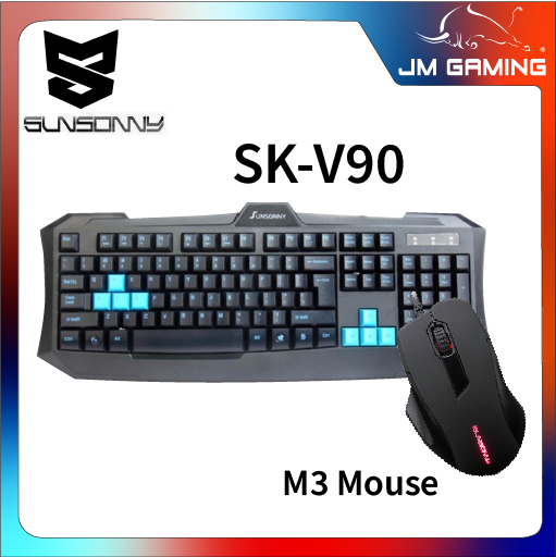 SUNSONNY SK-V90 GAMING KEYBOARD + M3 LED GAMING MOUSE COMBO SET WIRED ...