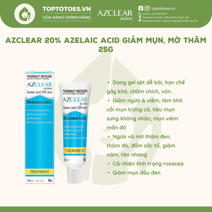 Kem bôi đa năng Azclear 20% Azelaic acid giảm mụn mờ thâm | Lazada.vn
