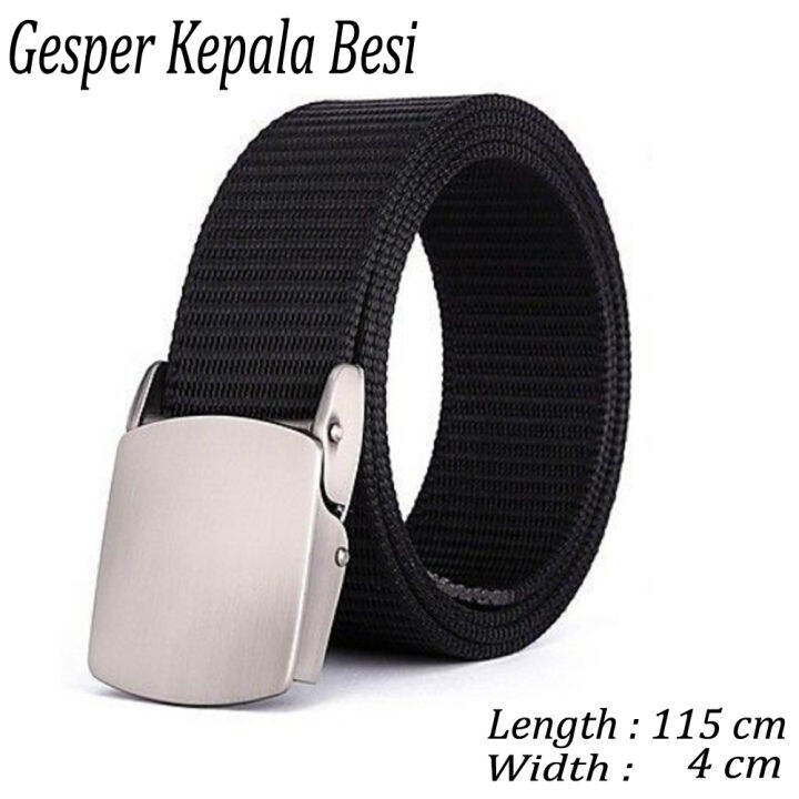Gesper KEPALA BESI dengan Sabuk Bahan KANVAS Ukuran Panjang 115 cm ...