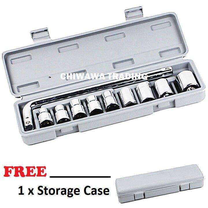 10pcs Combination Socket Wrench Box Set with 1/2 L Type Spanner Driver ...