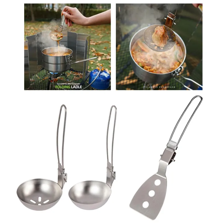Leipupa 3ชิ้นกลางแจ้งหม้อที่สามารถพับเก็บได้อุปกรณ์ทำอาหารสำหรับ ...