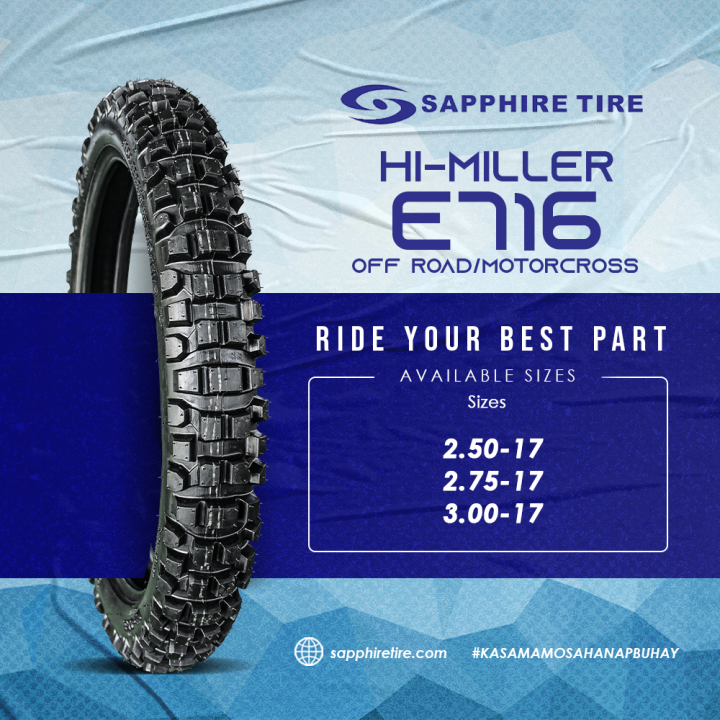 E716 HI-MILLER OFF-ROAD/MOTOCROSS SAPPHIRE TIRE SIZE 17" (TUBETYPE) | Lazada PH