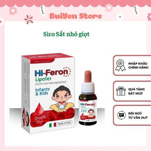 Siro sắt dạng nhỏ giọt Hi Feron, bổ sung hỗ trợ tái tạo hồng cầu, cho ...