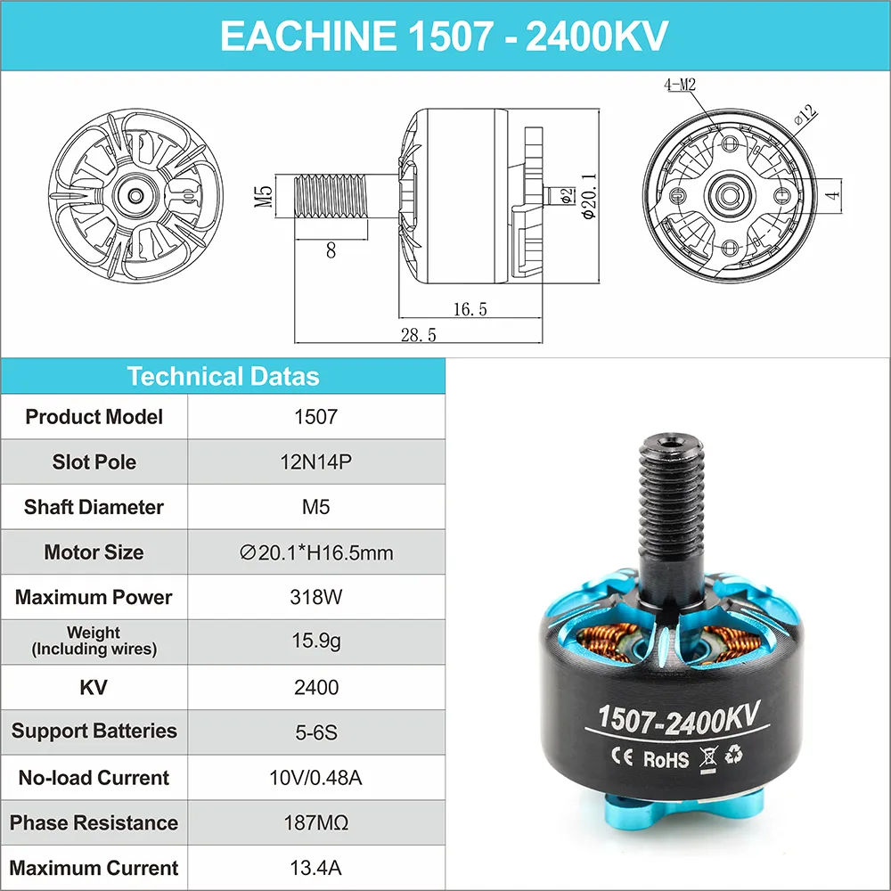 Eachine 1507 2400KV/3600KV Brushless MotorสำหรับEachine Cvatar / Cvatar ...