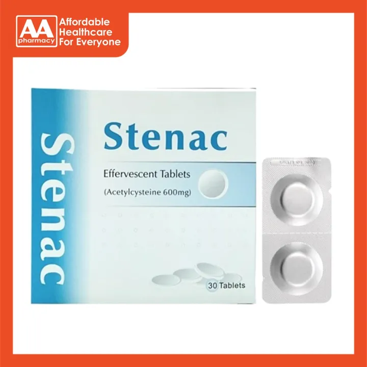 STENAC EFFERVESCENT TABLETS (ACETYLCYSTEINE 600MG) - 30'S | Lazada